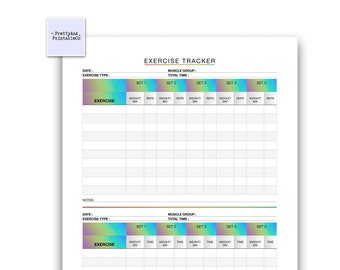 Exercise Tracker Printable Grey Metallic and Rainbow - Etsy UK