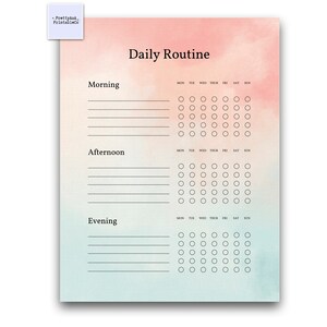 Daily Habit Tracker Printable Routine Planner Colourful Morning ...