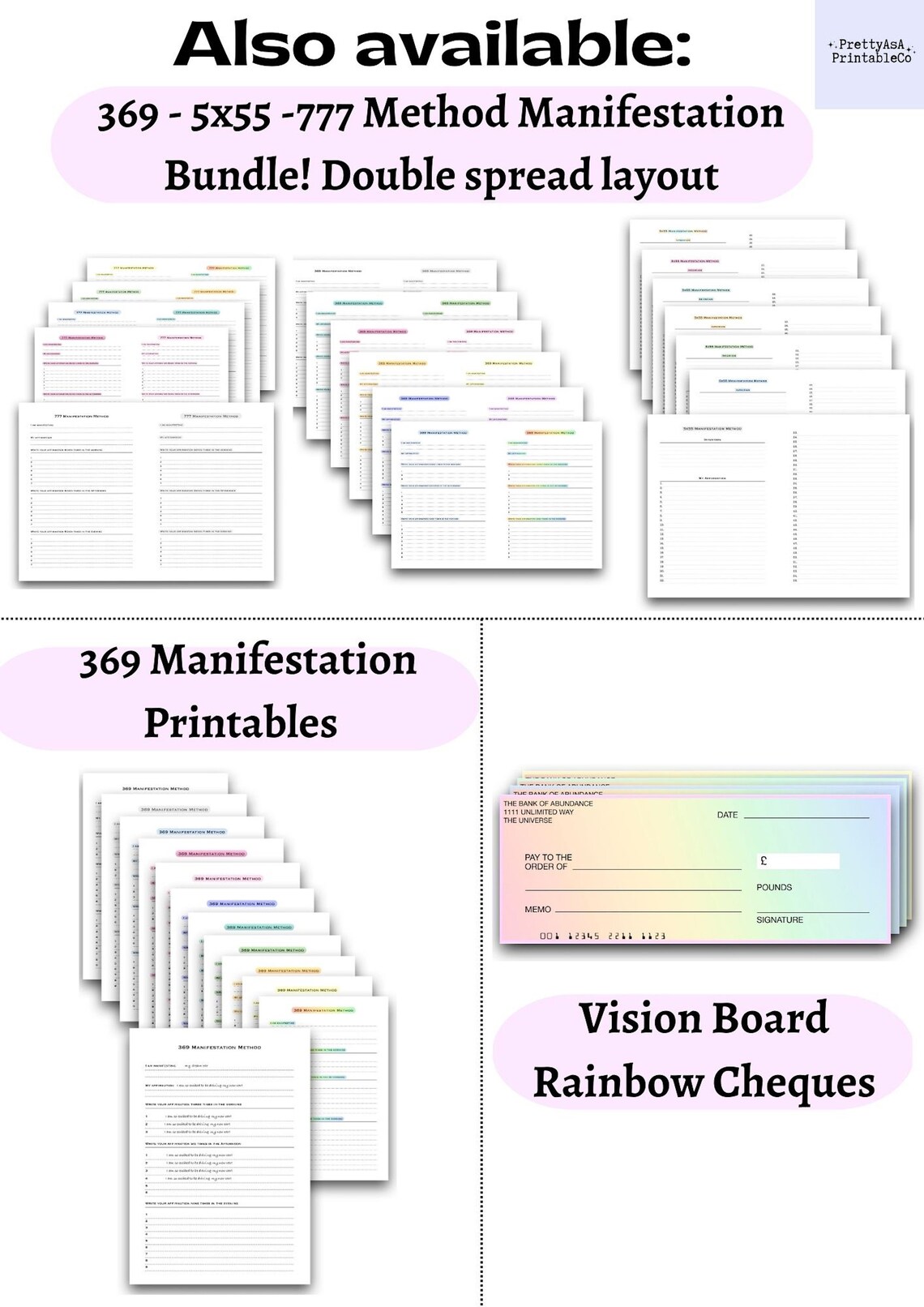 777 Manifestation Method Printable Selection of Colours A4, A5, US ...