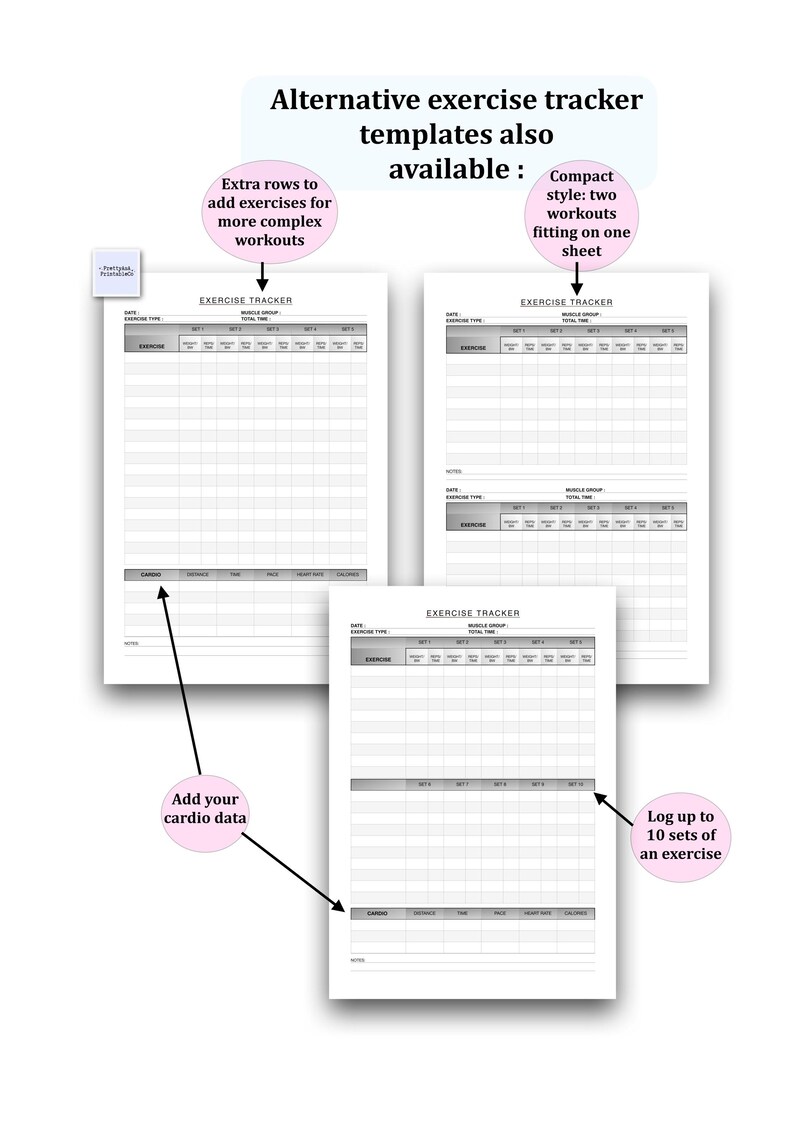 Workout Tracker - Exercise Log - Printable Instant Download - Etsy