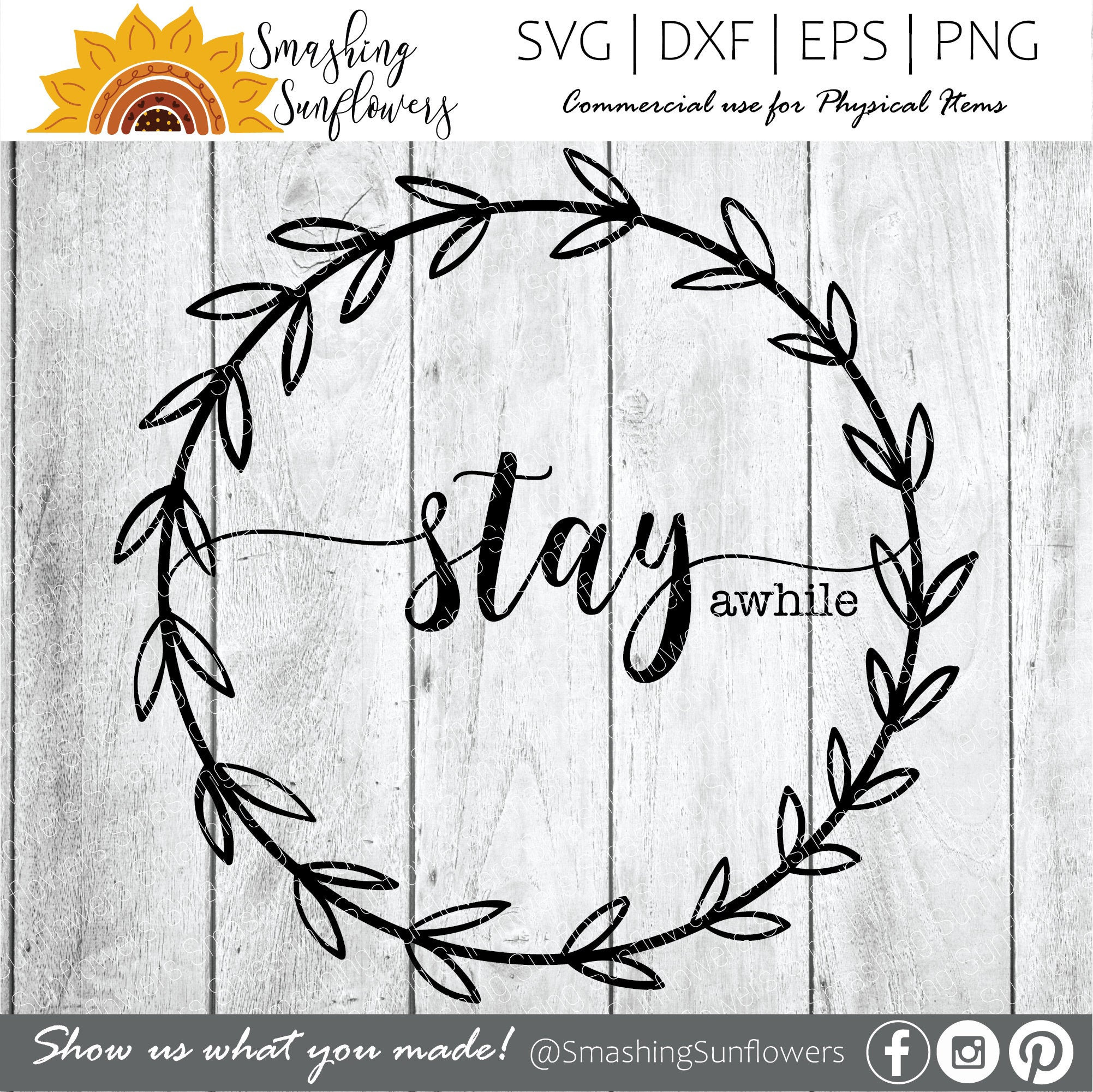 Stay Awhile SVG Stay SVG Farmhouse Sign SVG Home Sign - Etsy