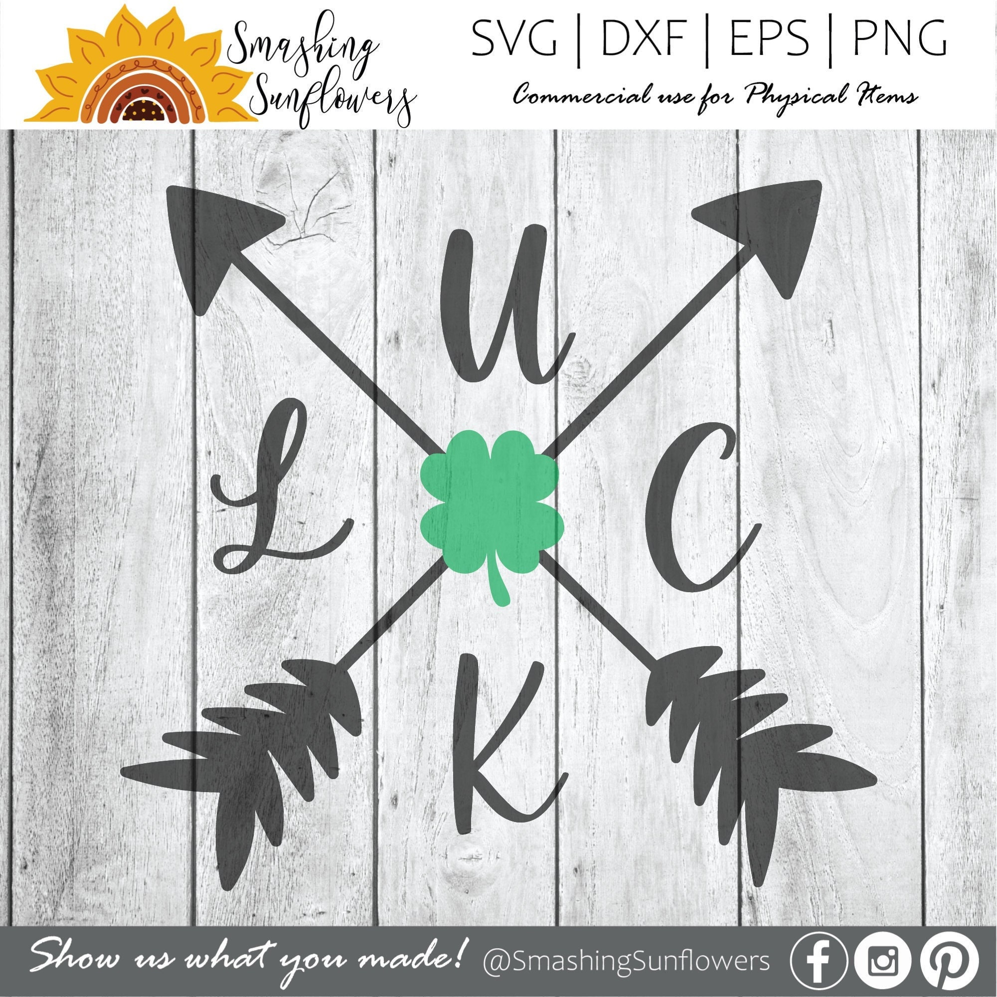 Luck With Clover and Arrows SVG St. Patrick's Day SVG Luck SVG St ...