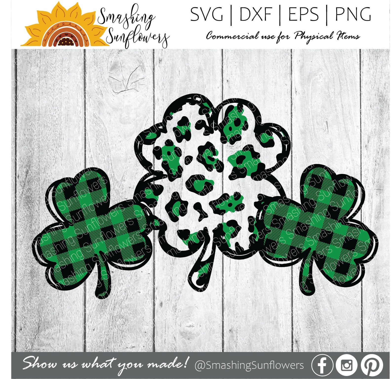 Buffalo Plaid Clover SVG St. Patricks Day SVG Clover SVG - Etsy France