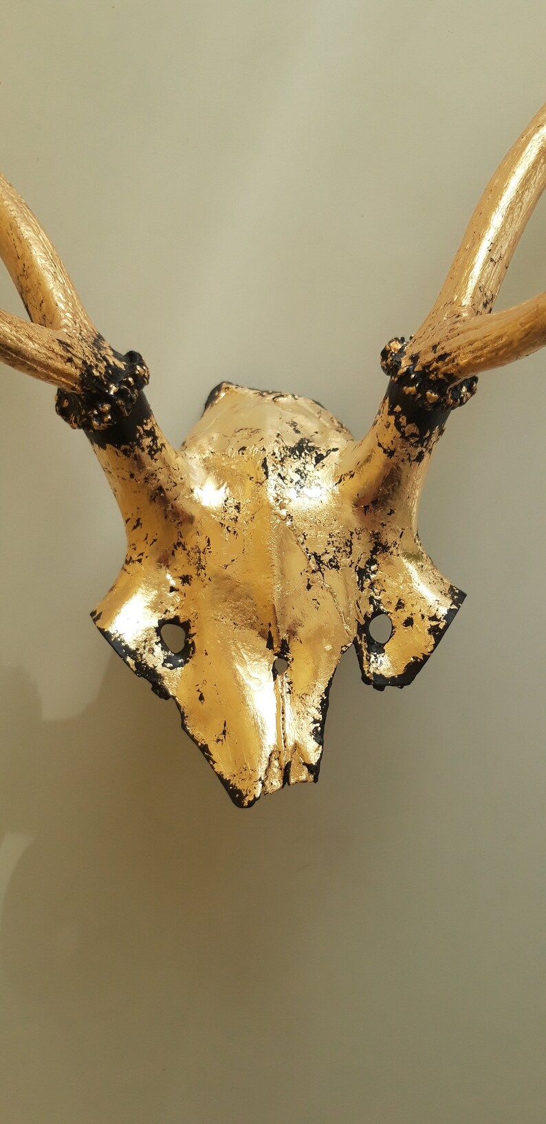 Real Stag Skull - 24k Gold Leaves - Etsy