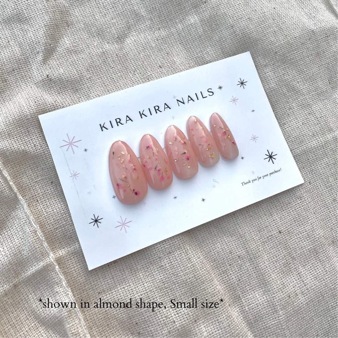 Pressed Flowers Press-on Nails | Hand Painted Press-on Nails | Kira ...