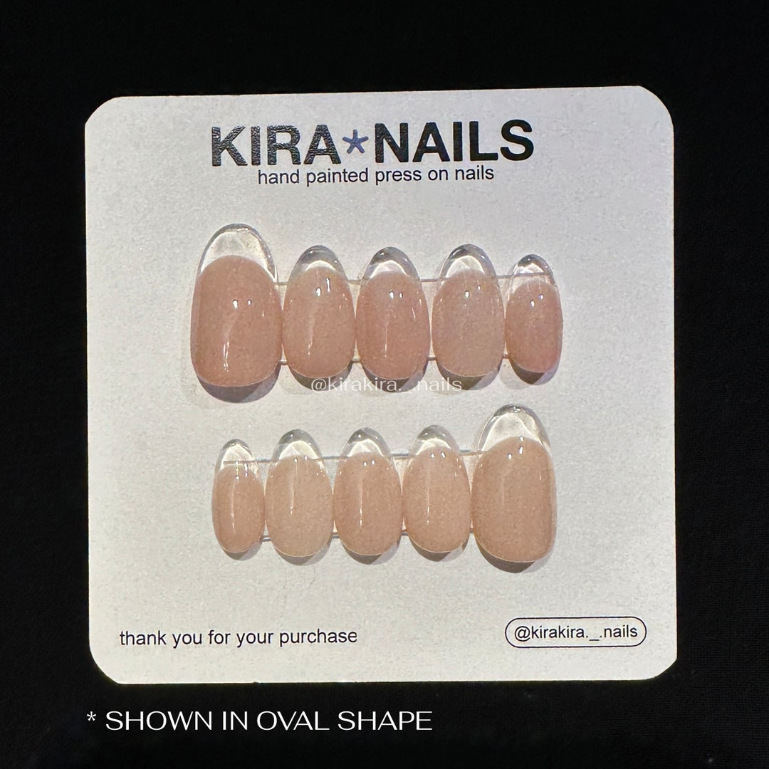 Glass French Tips Press-on Nails | Hand Painted Press-on Nails | Kira ...