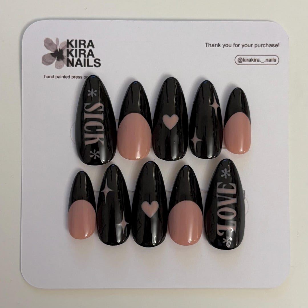 Pre-made (S, Almond Long) Blackpink “lovesick Girls” Inspired Press-on ...