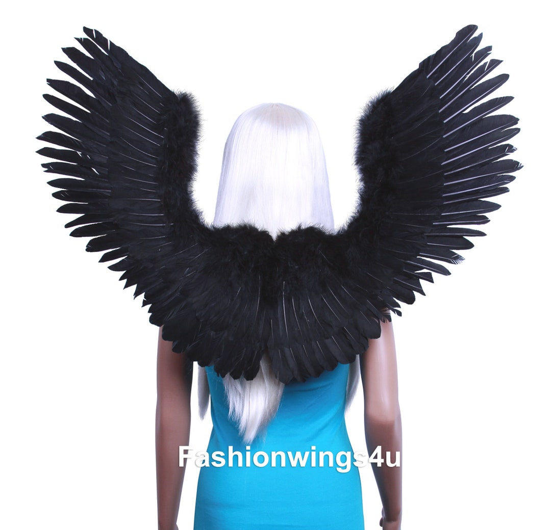 Fashionwings Angel of Victory, Large, Black Feather Angel Wings 3325 ...