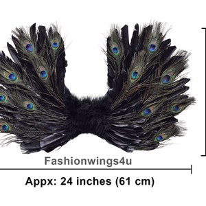 Fashionwings Angel of Pride, Medium, Peacock/black Feather Wings 24*16 ...