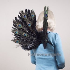 Fashionwings Angel of Pride, Medium, Peacock/black Feather Wings 24*16 ...