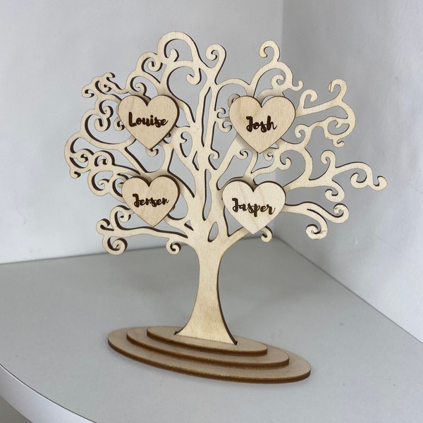 Engraved Wooden Family Tree - Etsy UK