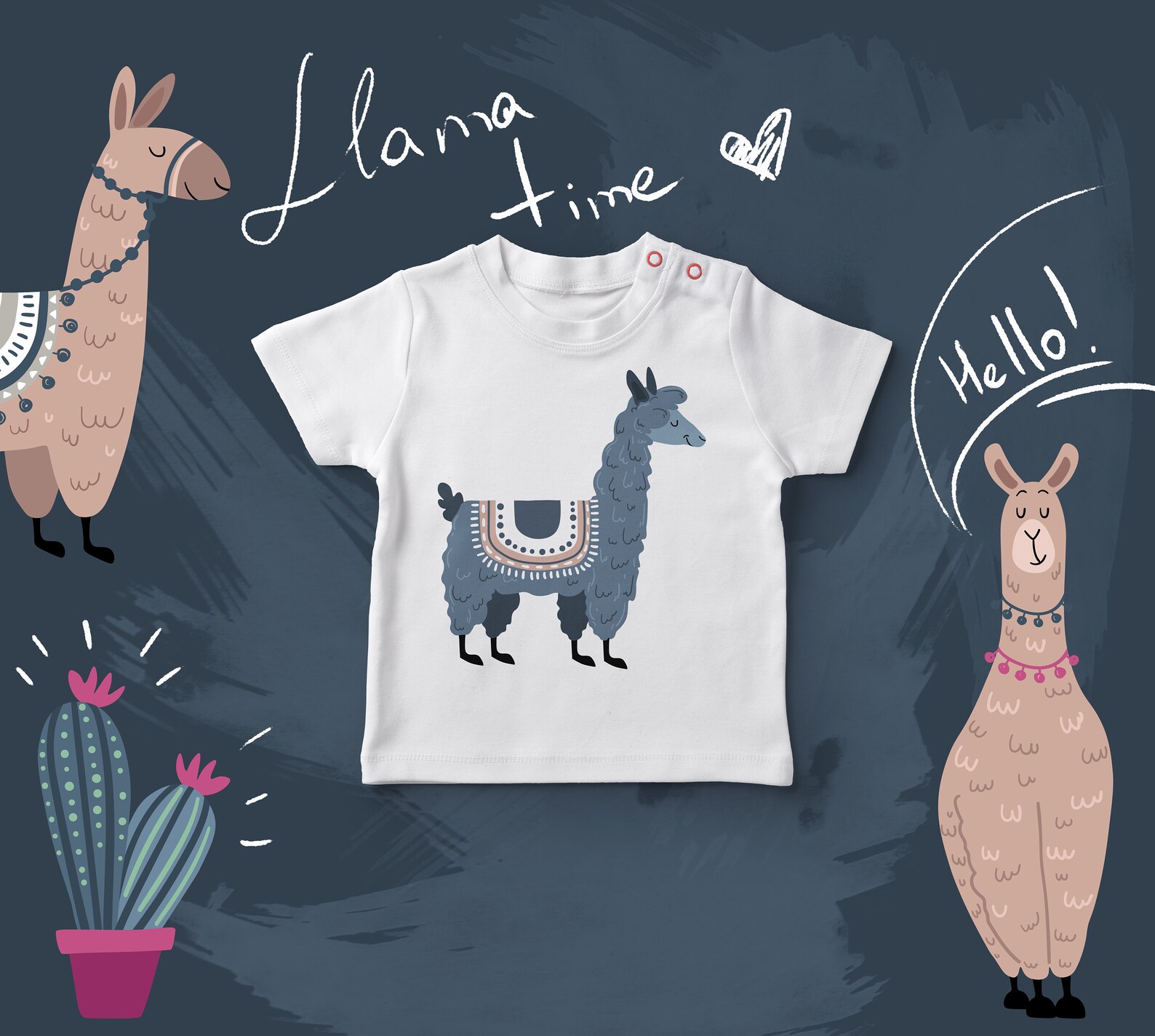 Llama Clipart Adorable Alpaca and Cactus Cute Llama Svg for - Etsy