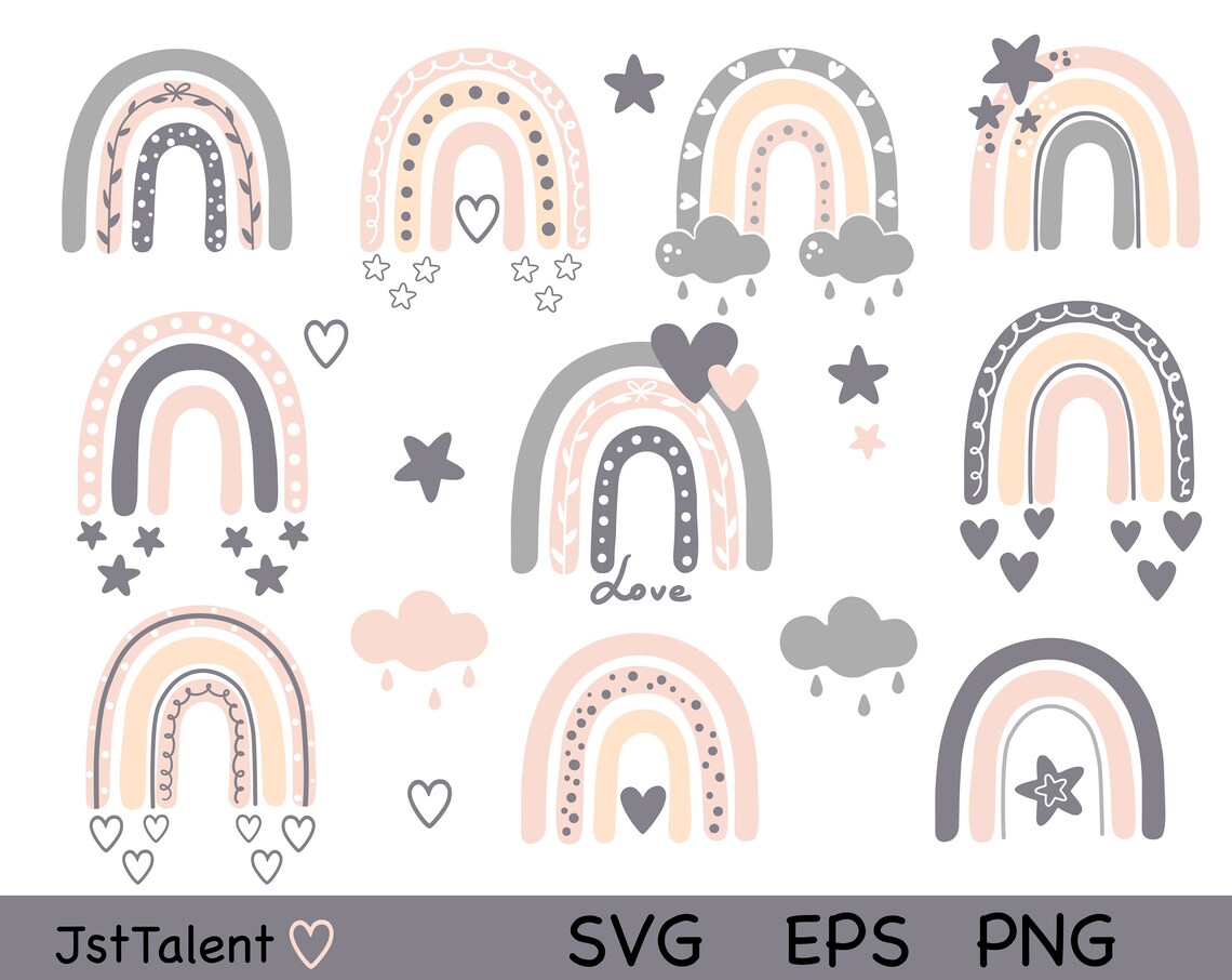 Rainbow Clipart Rainbow Svg Rainbow Baby Clipart Pastel - Etsy