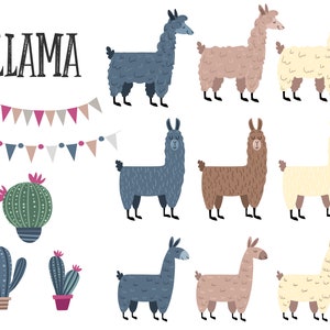 Llama Clipart Adorable Alpaca and Cactus Cute Llama Svg for - Etsy
