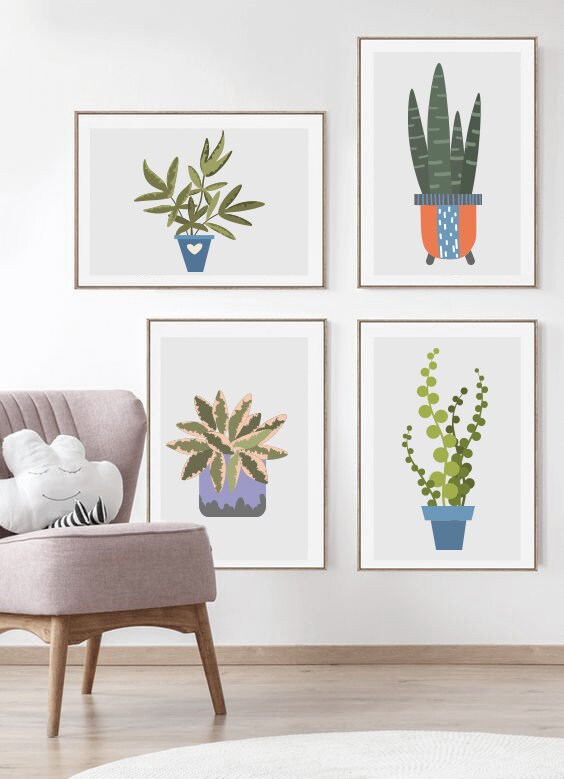 House Plants Clipart SVG Botanical Plant Illustration Flower - Etsy
