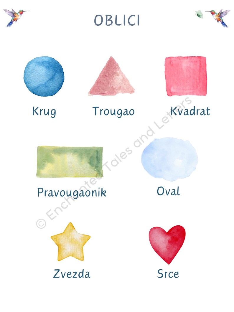 Serbian Colors and Shapes Posters – Boje I Oblici – Learn Serbian ...