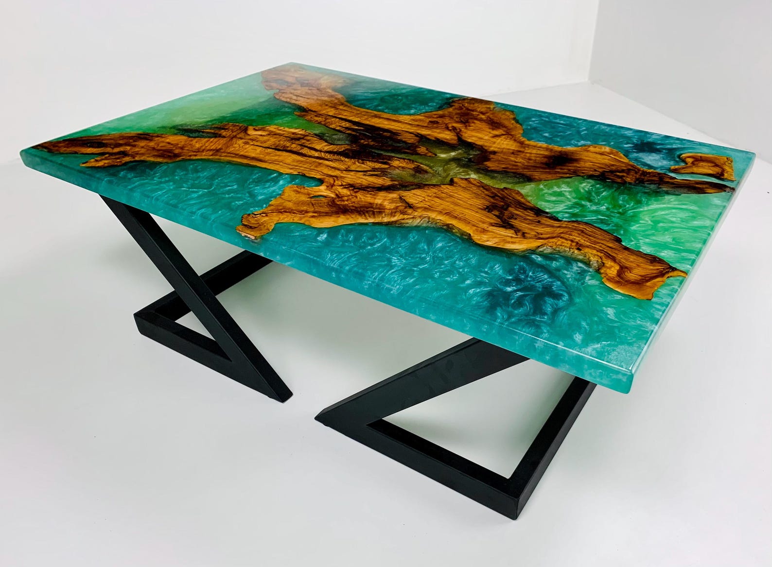 Mesa Centro Epoxy Resina Madera Olivo - Etsy