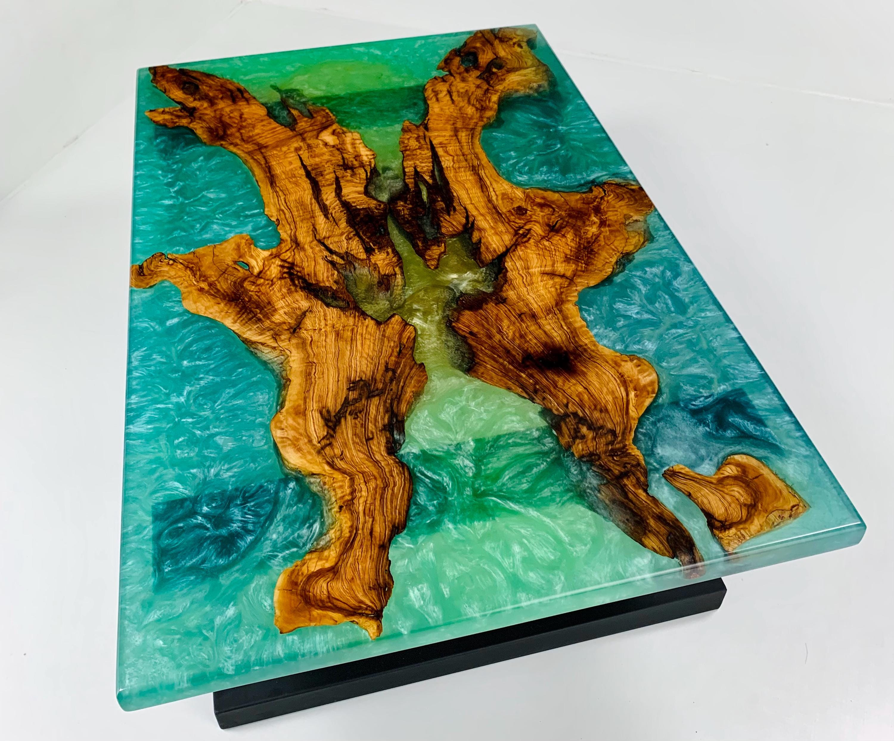 Mesa Centro Epoxy Resina Madera Olivo - Etsy