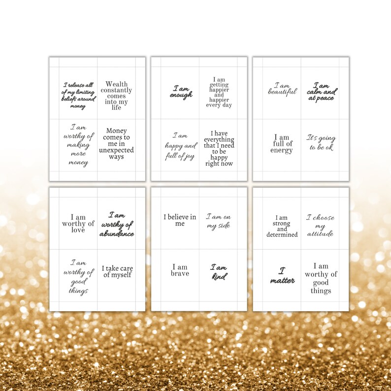 Printable Affirmation Cards for Happiness, Success, Wealth - Etsy