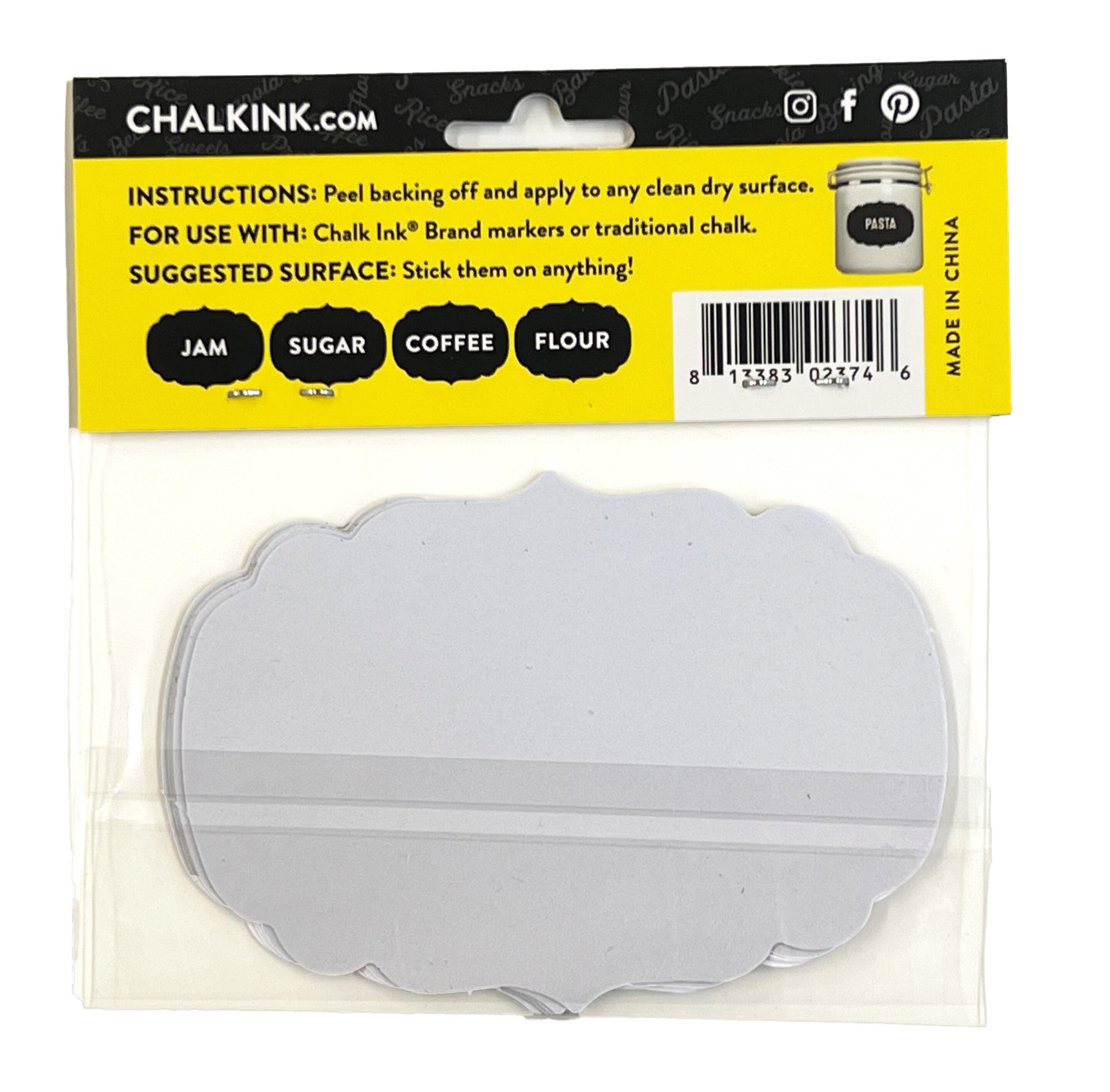Chalk Ink Black Color Peel & Stick Fancy Oval Writeable Black Adhesive ...