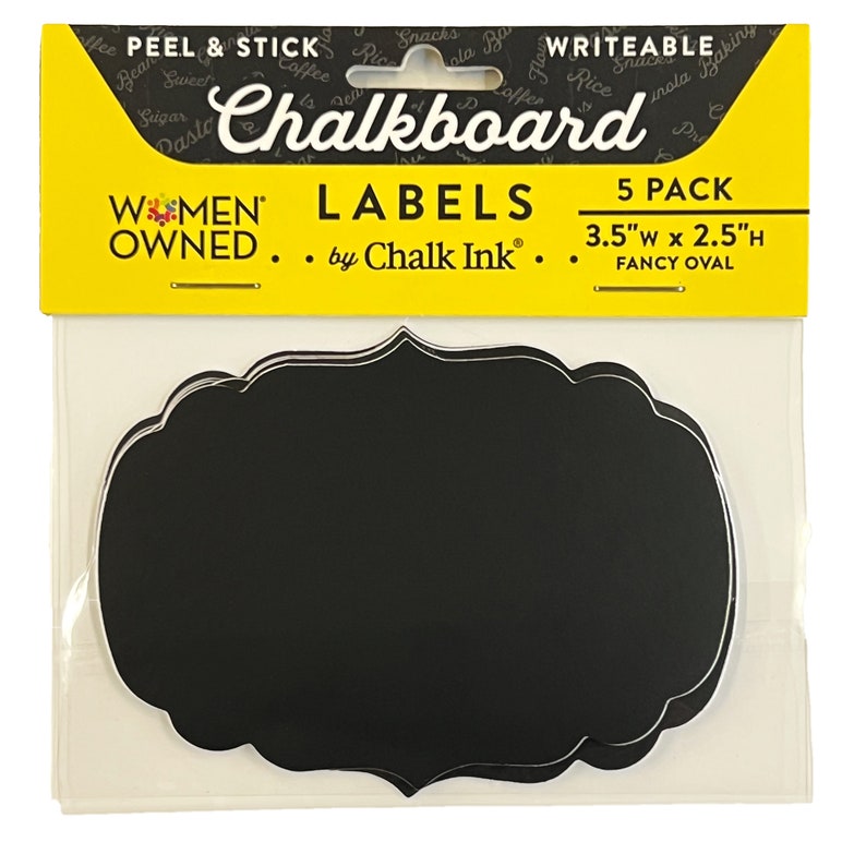 Chalk Ink Black Color Peel & Stick Fancy Oval Writeable Black Adhesive ...
