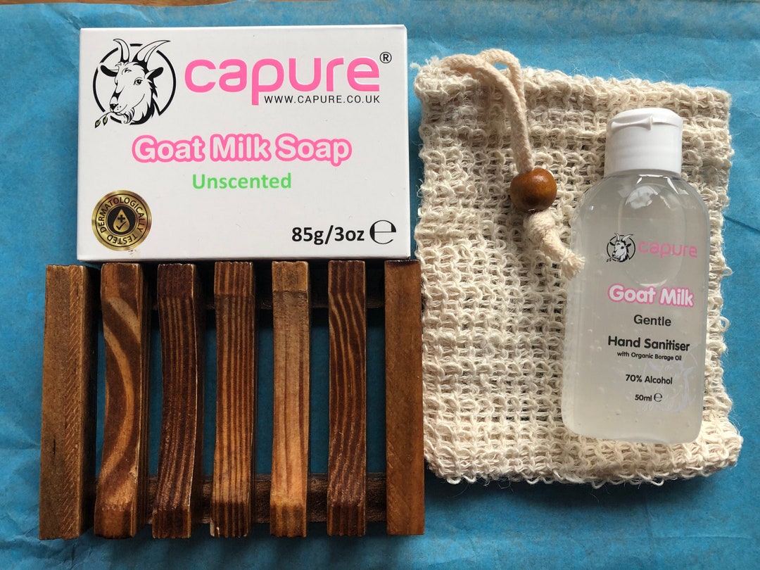 Goat Milk Soap Gift Pack with a Soap Holder, a Sisal Bag and Hand ...