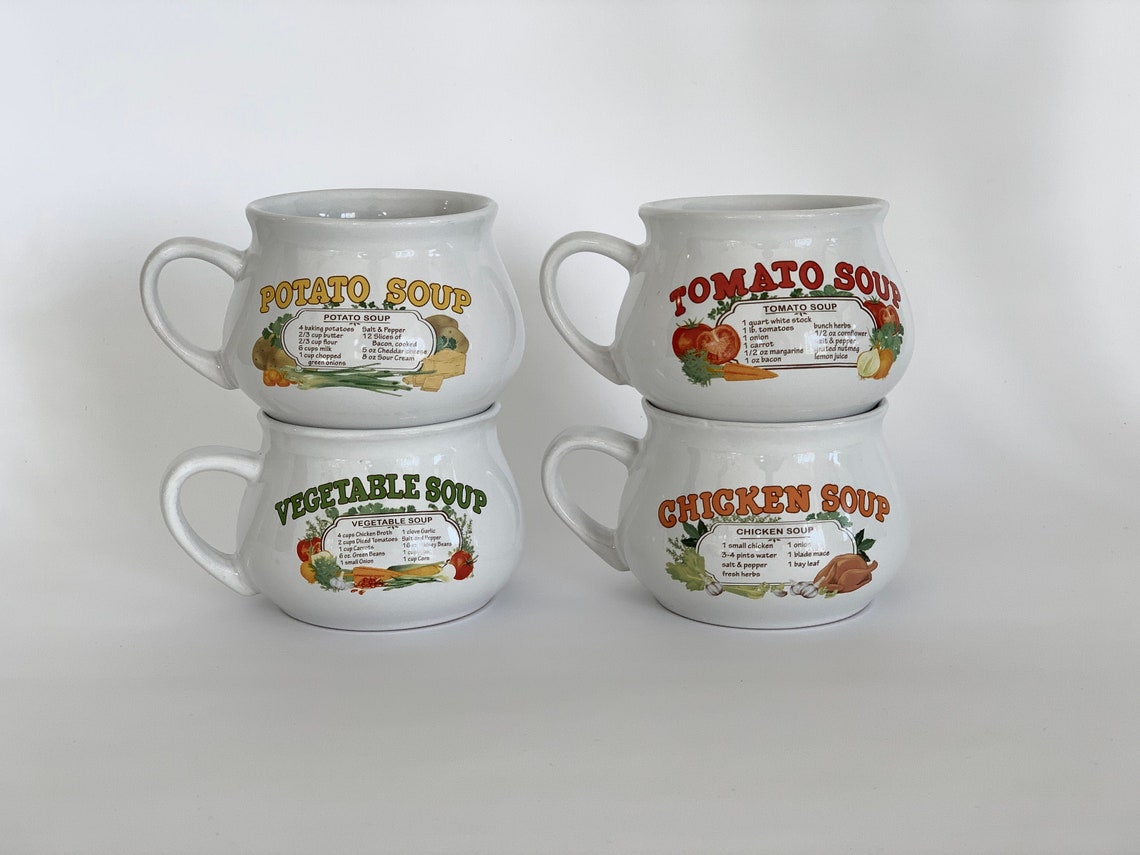Vintage Soup Recipe Soup Bowls | Etsy