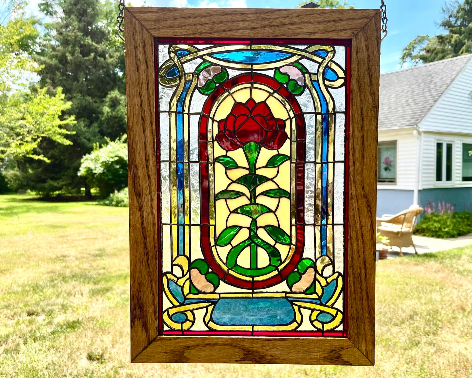 Stranger Things Creel House Stained Glass Red Rose Door - Etsy