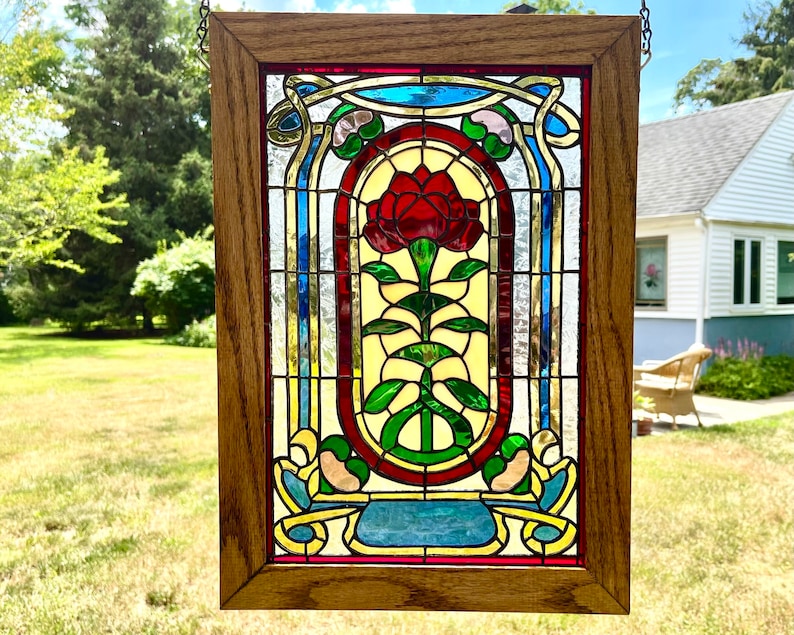 Stranger Things Creel House Stained Glass Red Rose Door - Etsy