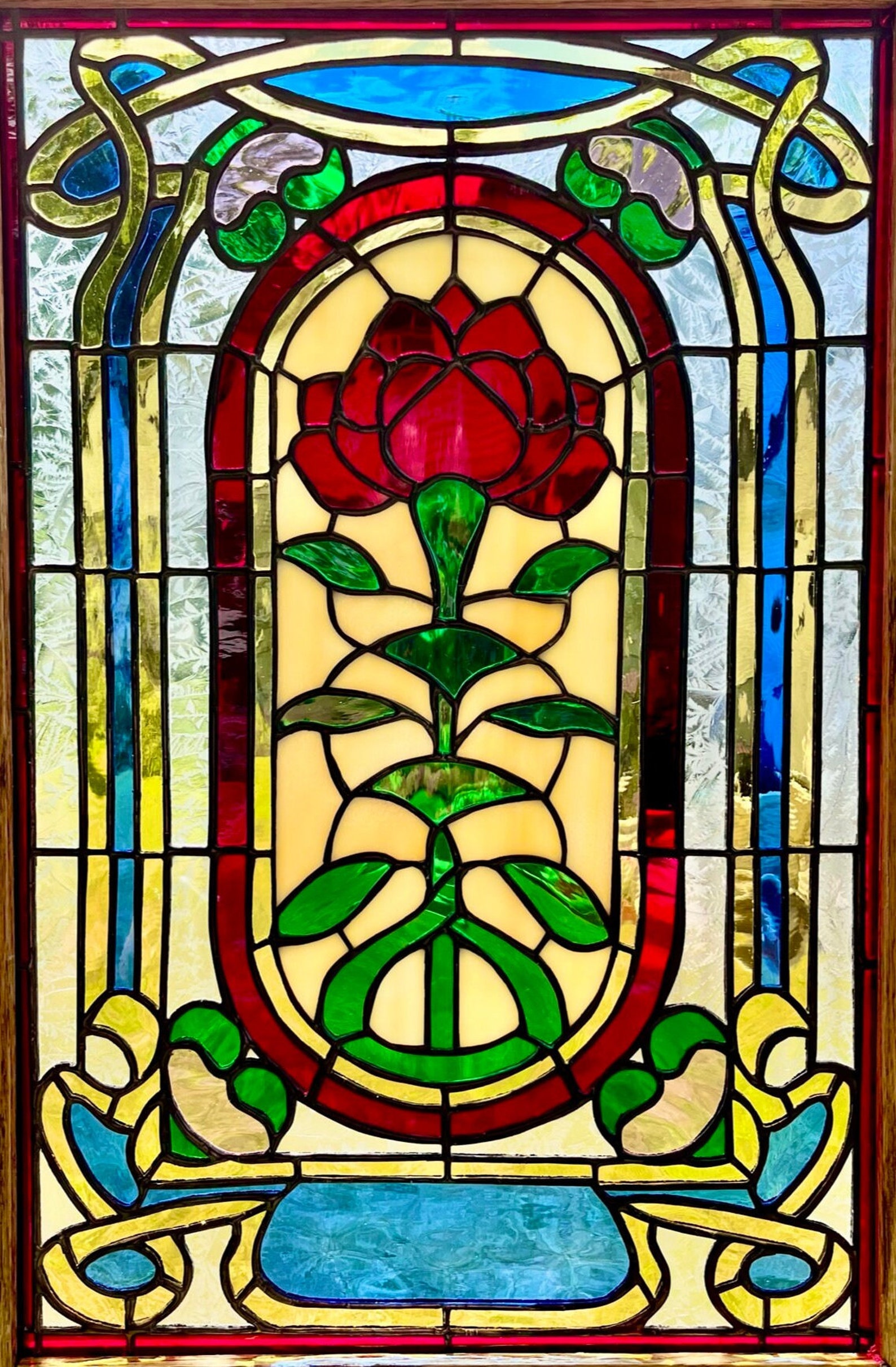 Stranger Things Creel House Stained Glass Red Rose Door - Etsy