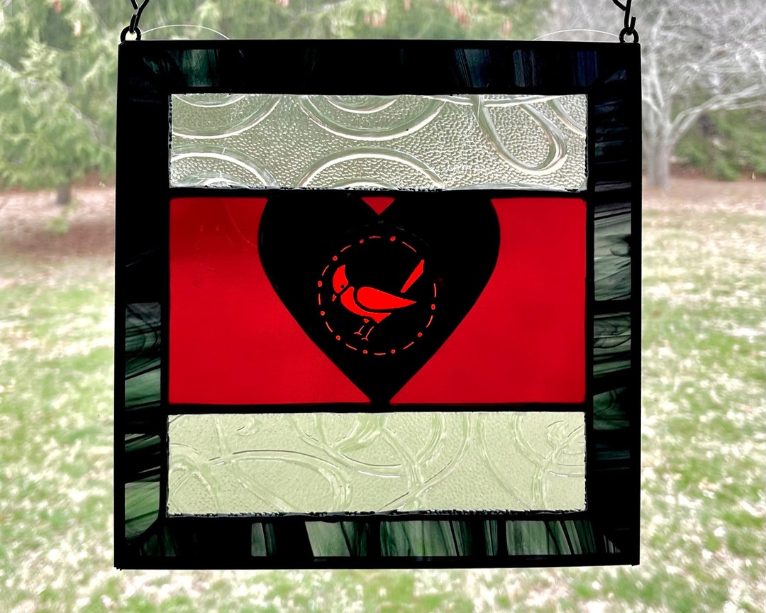 Stained Glass Panel With Red Cardinal - Etsy