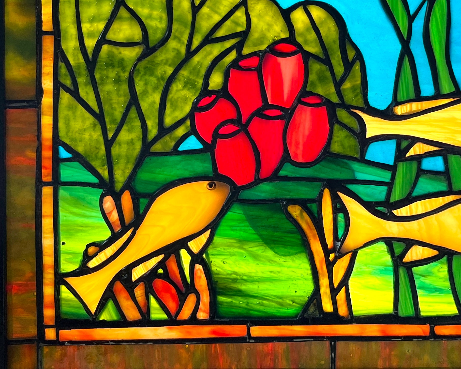 Stained Glass Underwater Scene With Wood Frame Etsy