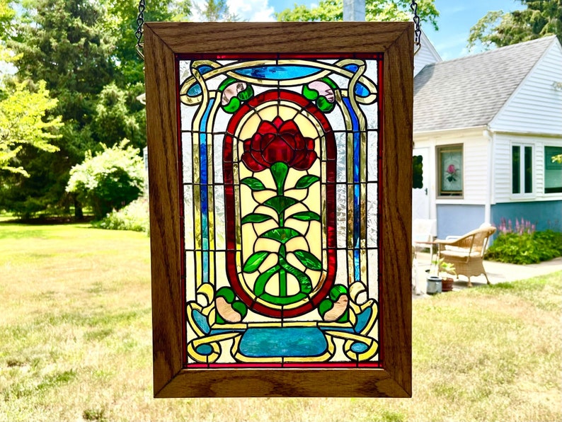 Stranger Things Creel House Stained Glass Red Rose Door - Etsy