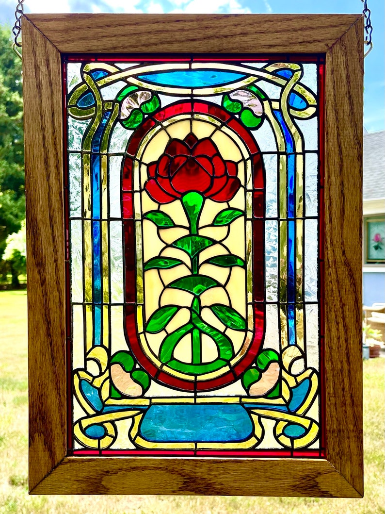 Stranger Things Creel House Stained Glass Red Rose Door - Etsy