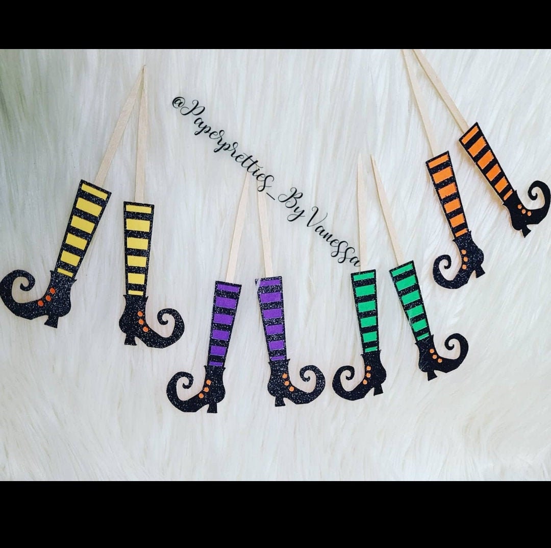 Witch Legs Cupcake Toppers / Halloween Cupcake Toppers / Witches - Etsy