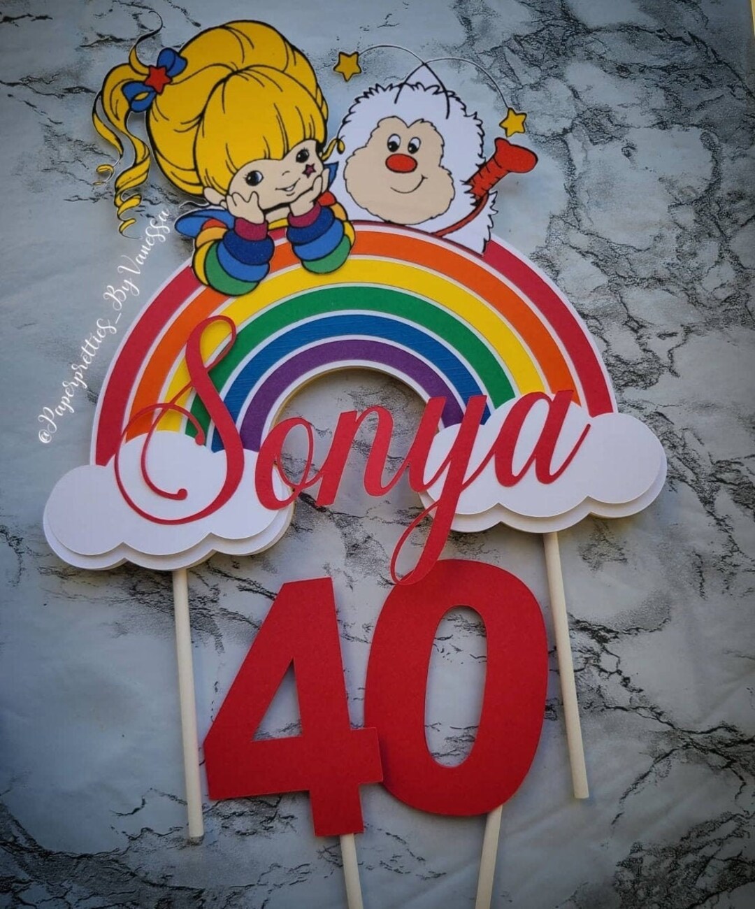 Rainbow With Name/age Cake Topper - Etsy
