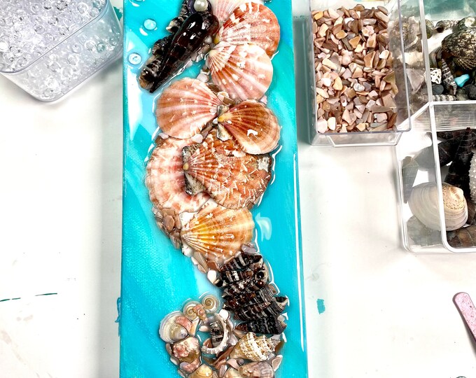 Seashell Art Kit Seashell Art Seahorse DIY Art Kit Beach Theme - Etsy