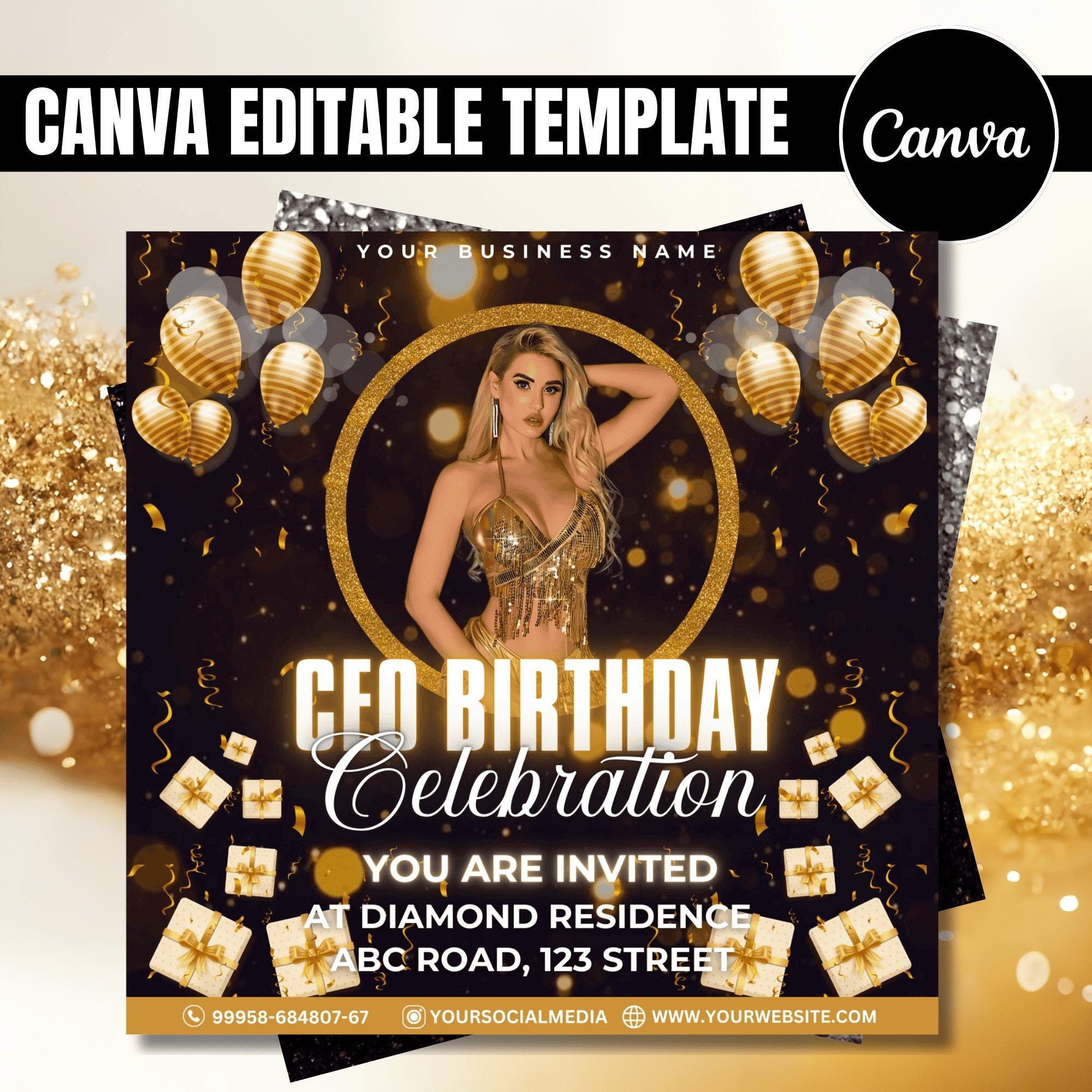 Editable CEO Birthday Flyer Template, Celebrate the Boss in Style With ...