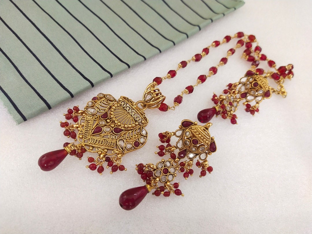 Indischer Schmuck Kette Anhänger Ethnische Traditionelle Vergoldet ...