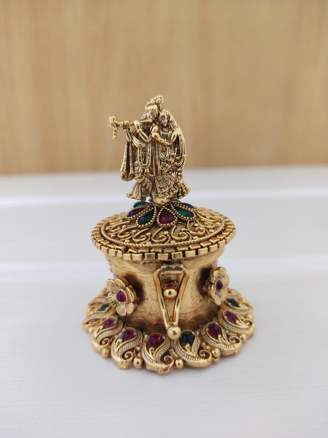 Gold Plated Sindoor Box Indian Jewelry Gold Plated Sidoor Box Radhe ...