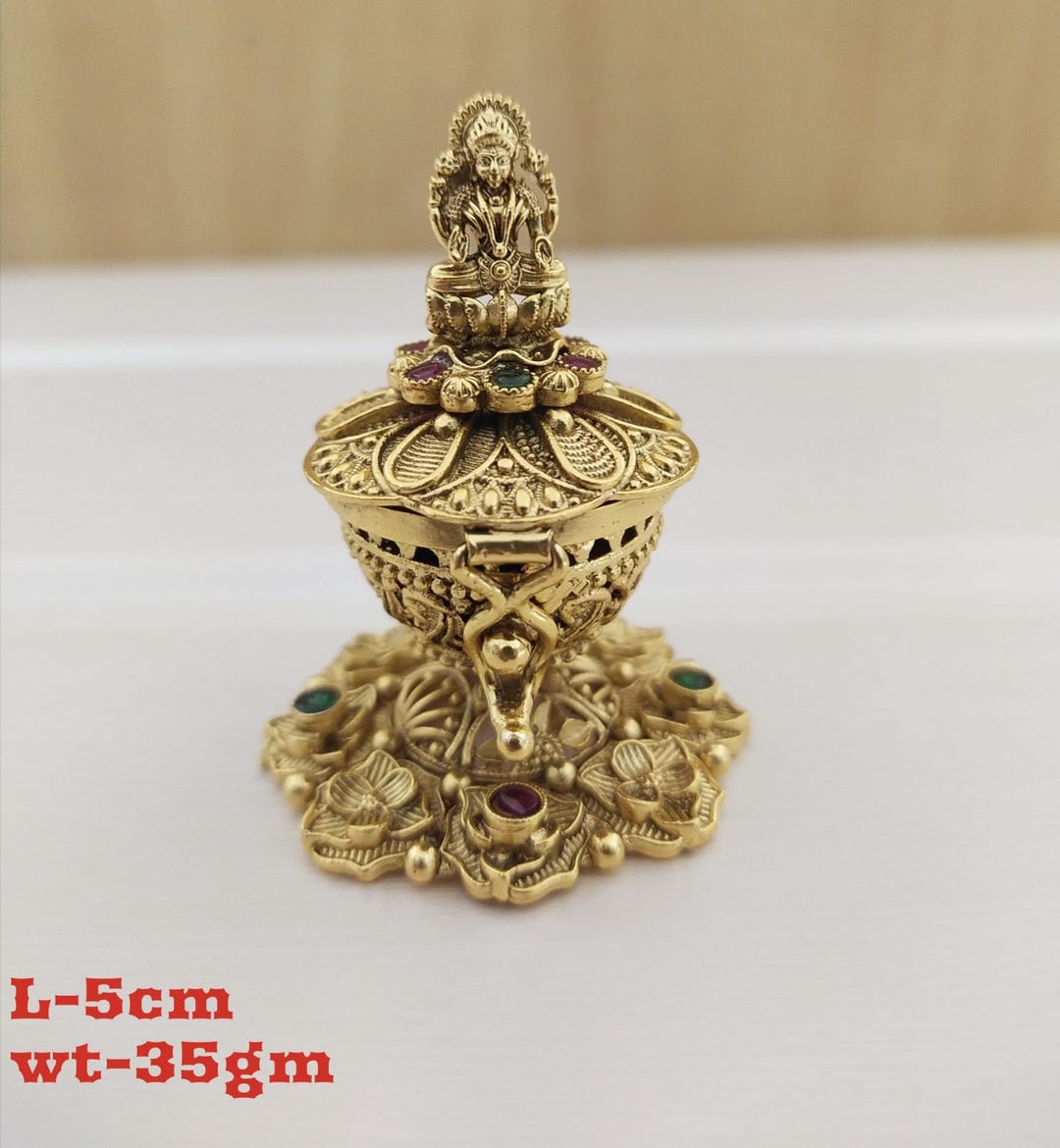 Gold Plated Temple Sindoor Box Indian Jewelry Gold Plated Sidoor Box ...