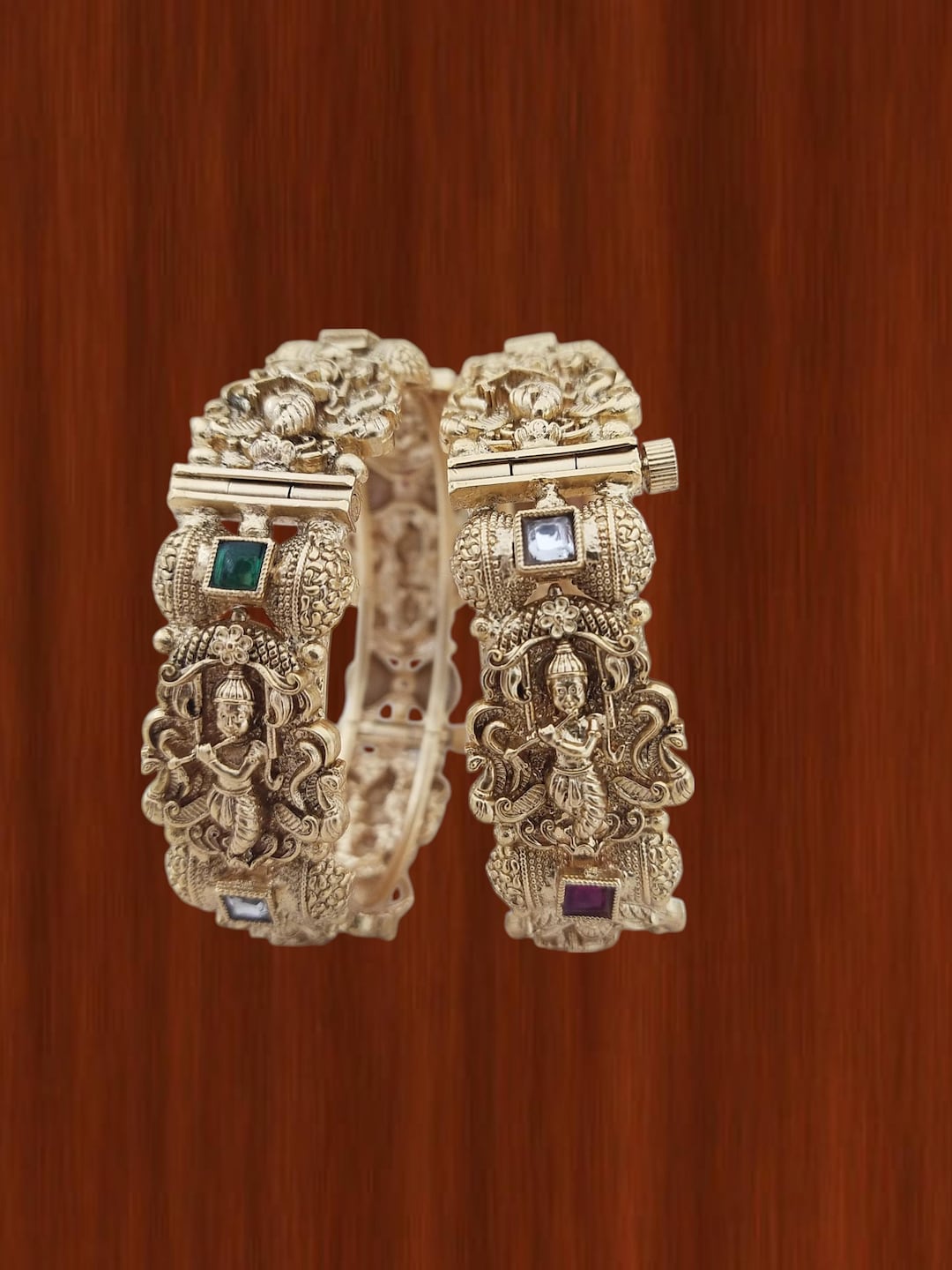 Gold Krishna Bangles: Indian Wedding Jewelry, Rajwadi Style - Etsy