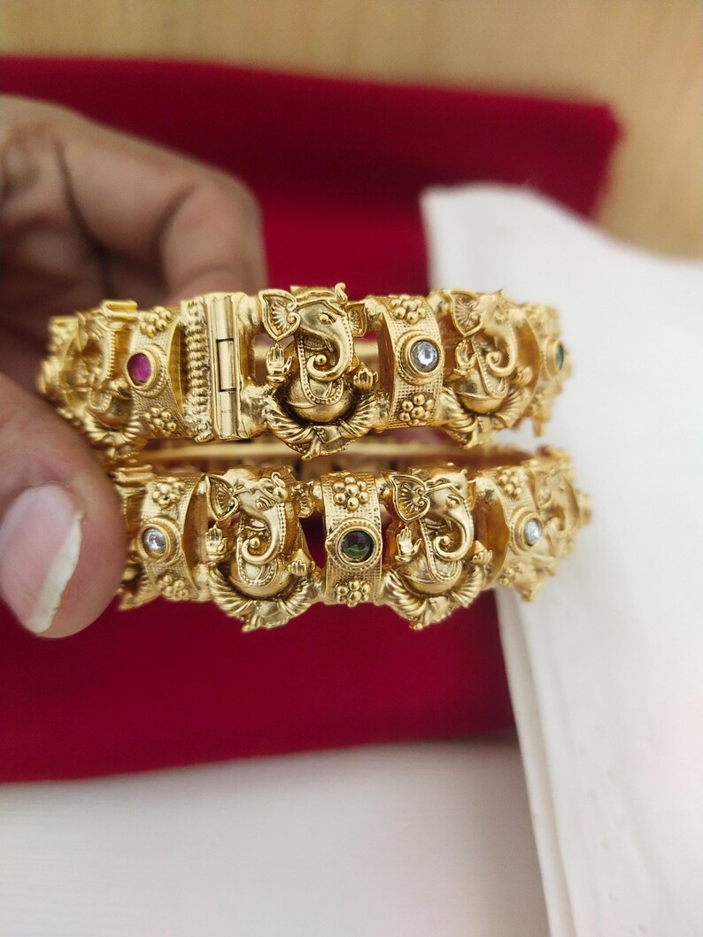 Ganesha Bangles: Gold Polish Indian Temple Jewelry - Etsy