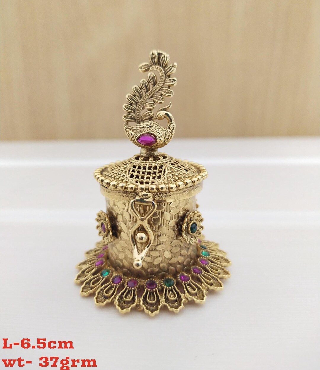 Indian Gold Plated Sindoor Box/kumkum Box/wedding Gift/pooja Accessory ...