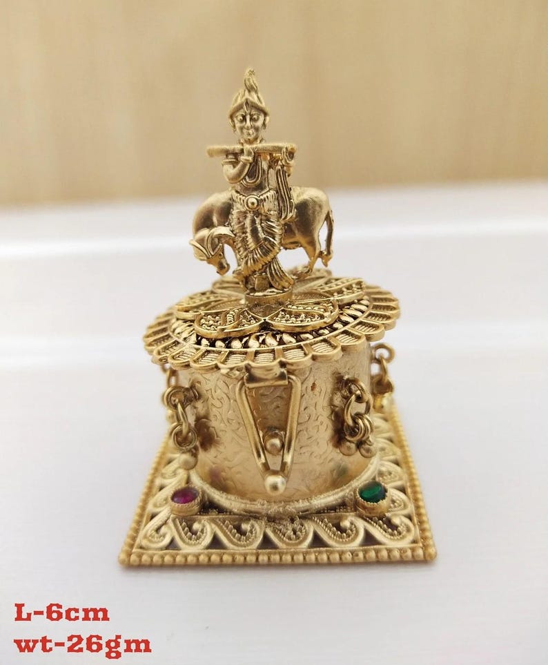Gold Plated Sindoor Box Indian Jewelry Gold Plated Sidoor Box Radhe ...