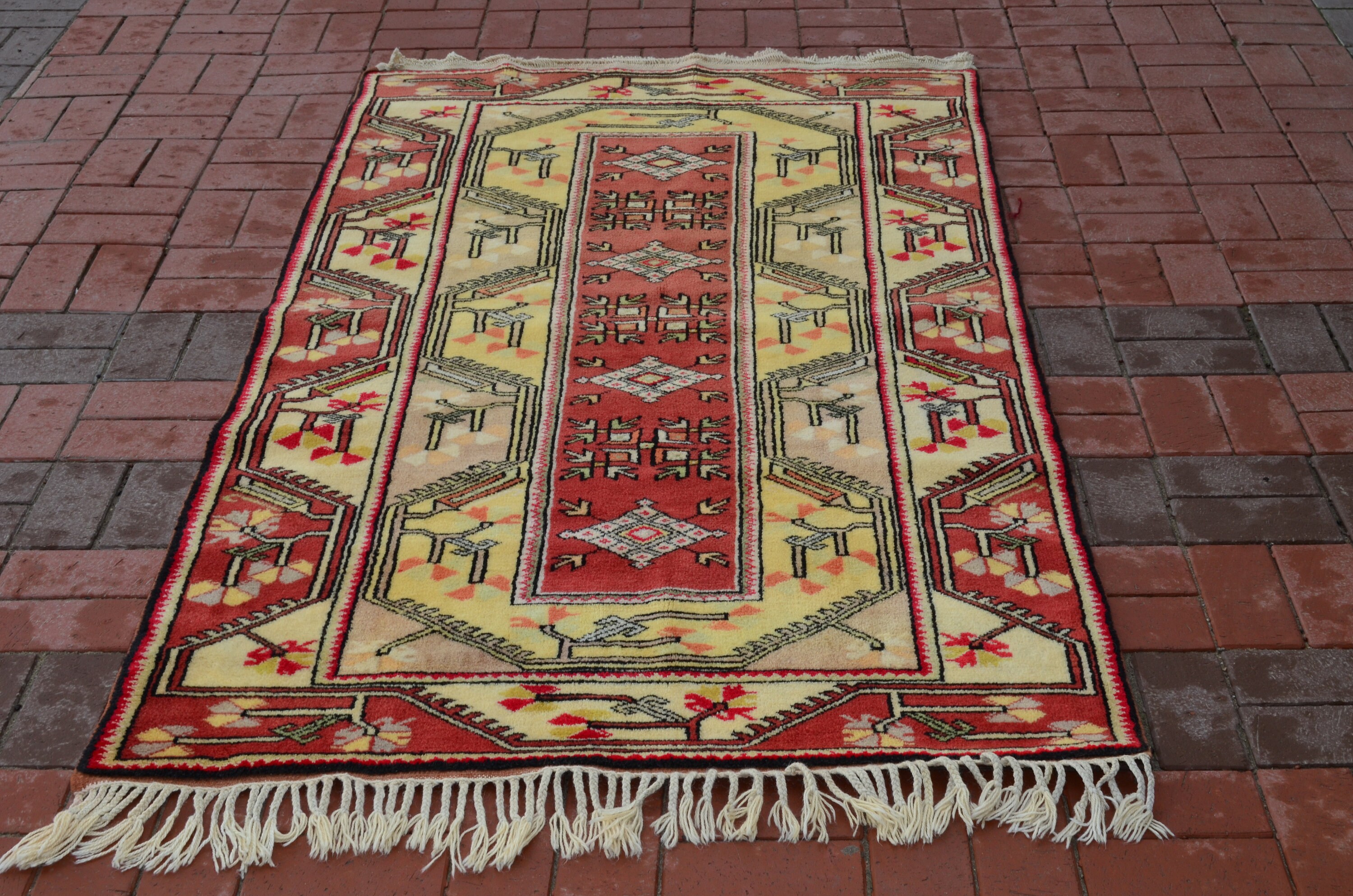 Turkish Yellow Rug Traditional Carpet Pastel Color Rug - Etsy