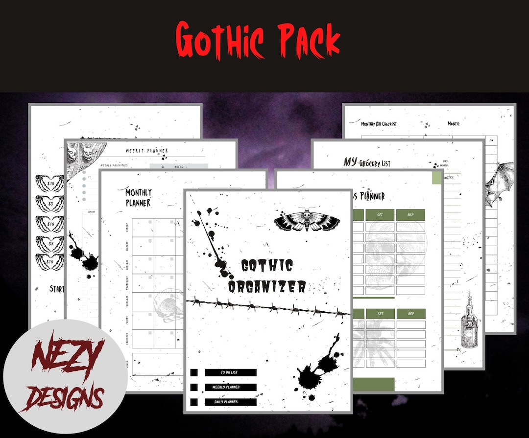 Gothic Organizer Planner Gothic Journal Printable Daily Planner To-do ...