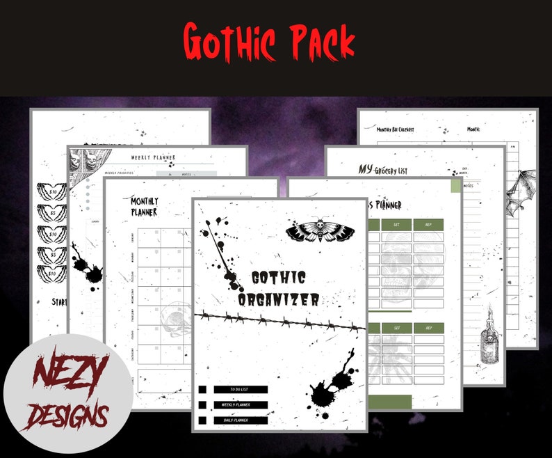 Gothic Organizer Planner Gothic Journal Printable Daily - Etsy