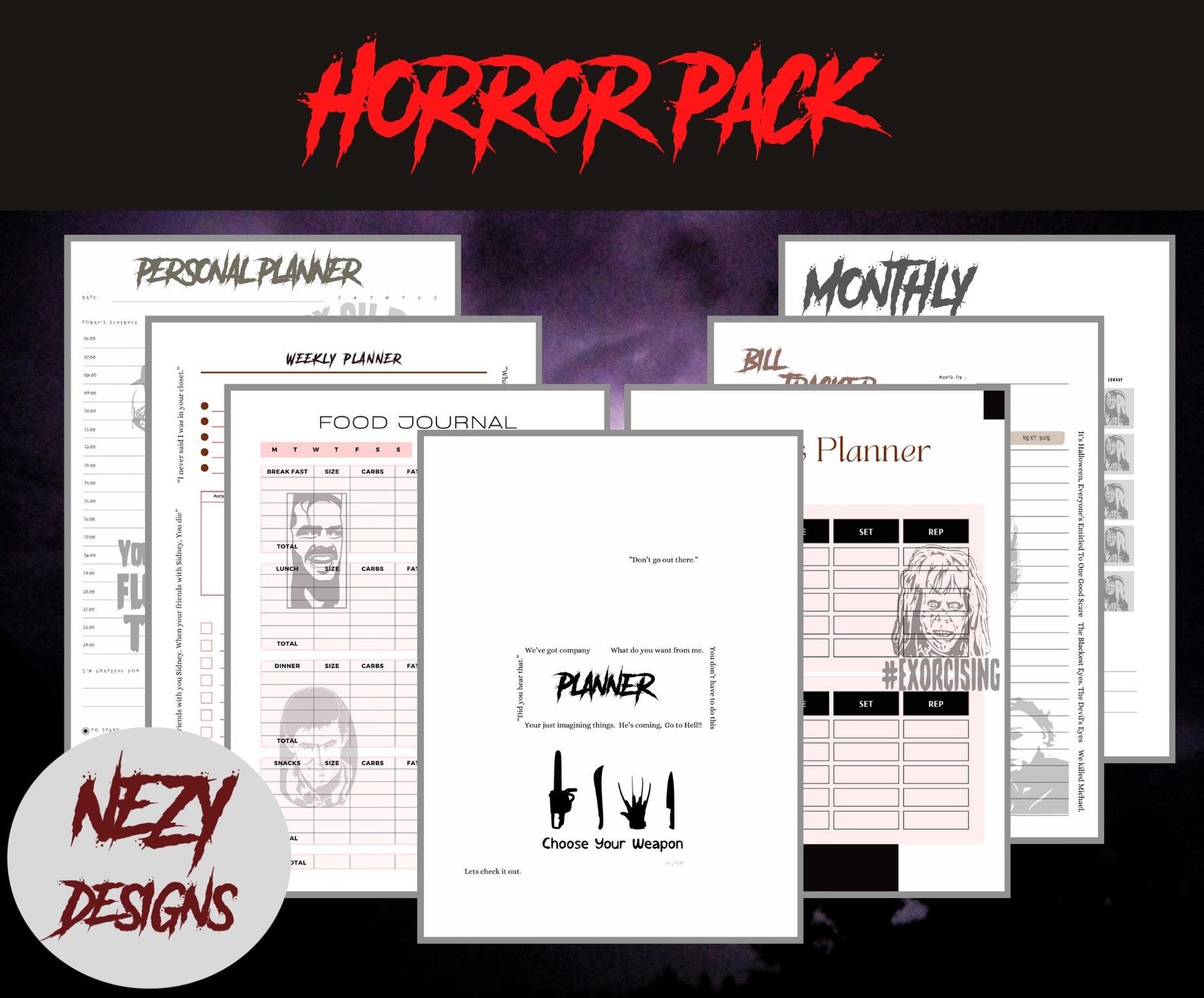 HORROR PLANNER, DOWNLOADABLE Planner, Schedule Template, Yearly Planner ...