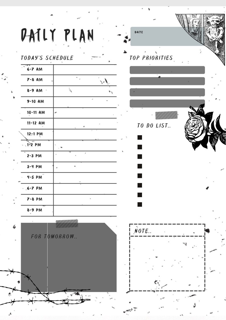 Gothic Organizer Planner Gothic Journal Printable Daily - Etsy